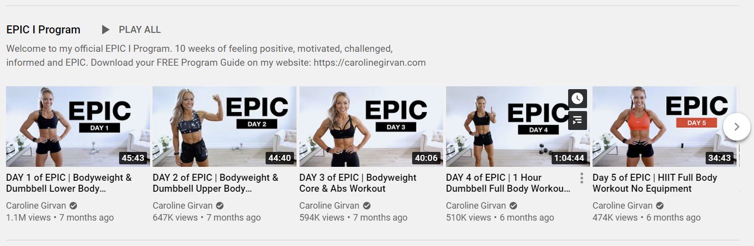 Free Workout Videos - 150 EPIC Workouts By Caroline Girvan